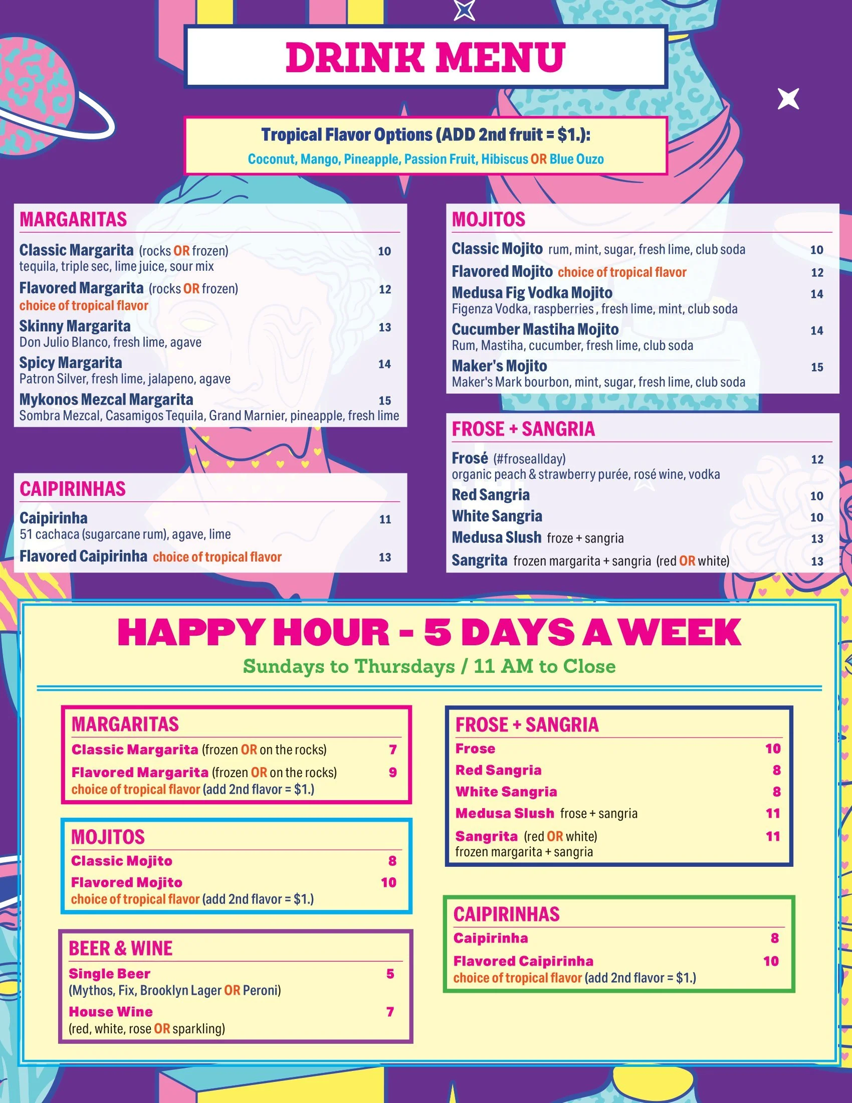 Drinks Menu — Medusa the Greek