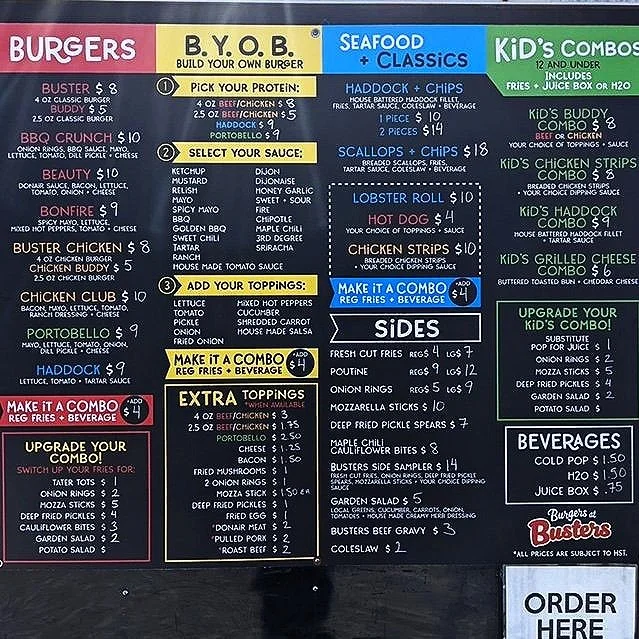 BustersMenu — Burgers at Busters