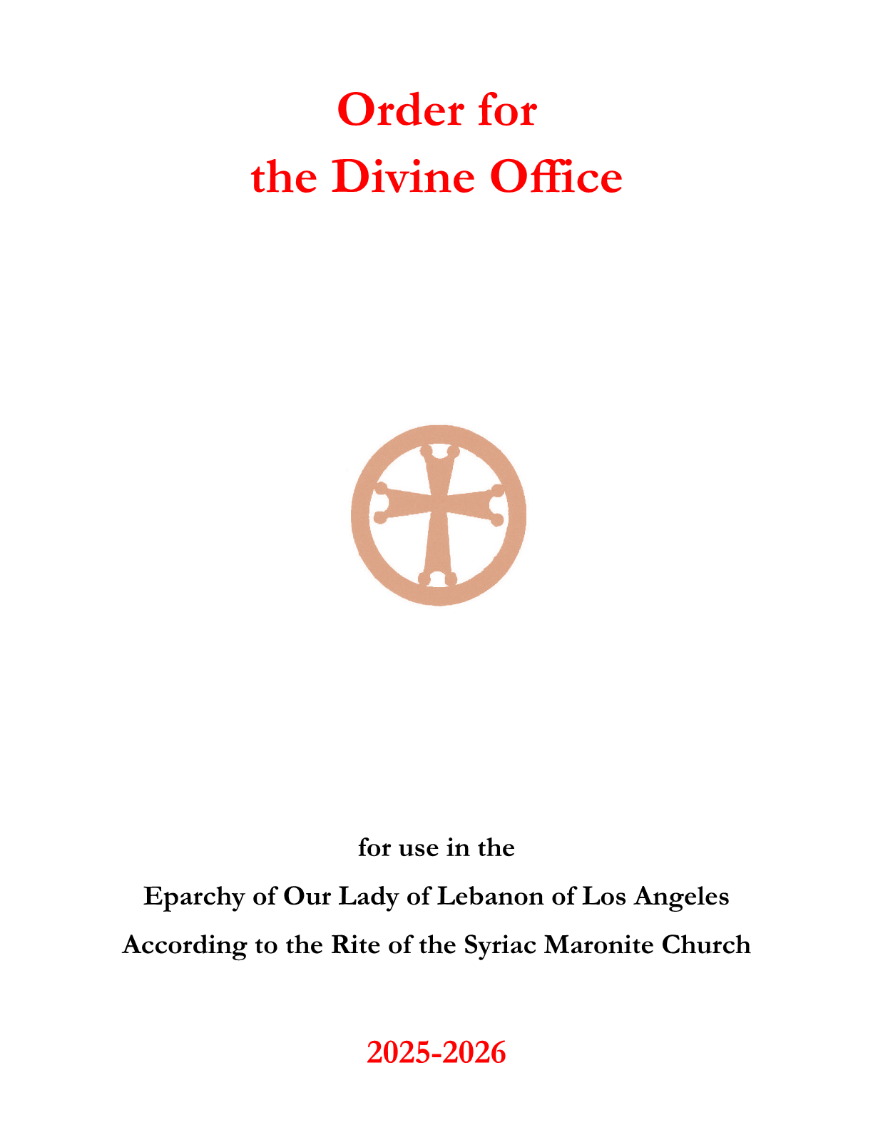 Cir 25-117 Office Ordo 2025-2026 — Eparchy of Saint Maron of Brooklyn