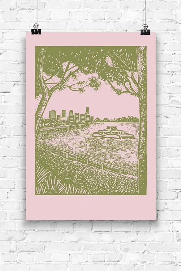 Linocut art for a new Brisbane Building Development