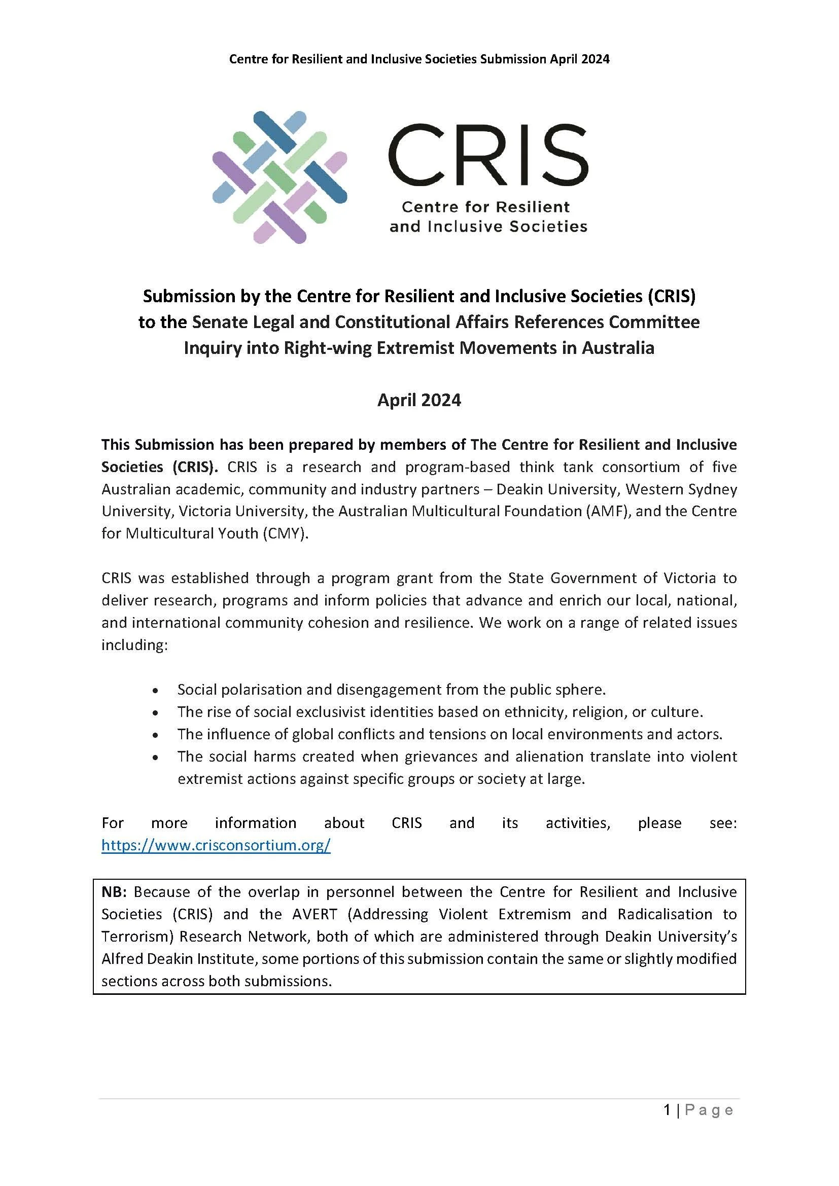 Submission to the Inquiry into Right-wing Extremist Movements in ...