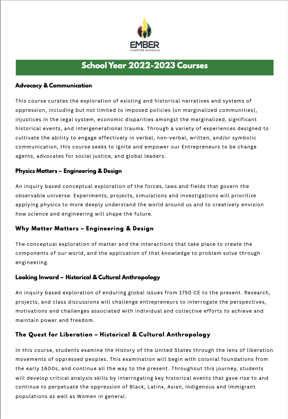 High School — Ember Charter Schools