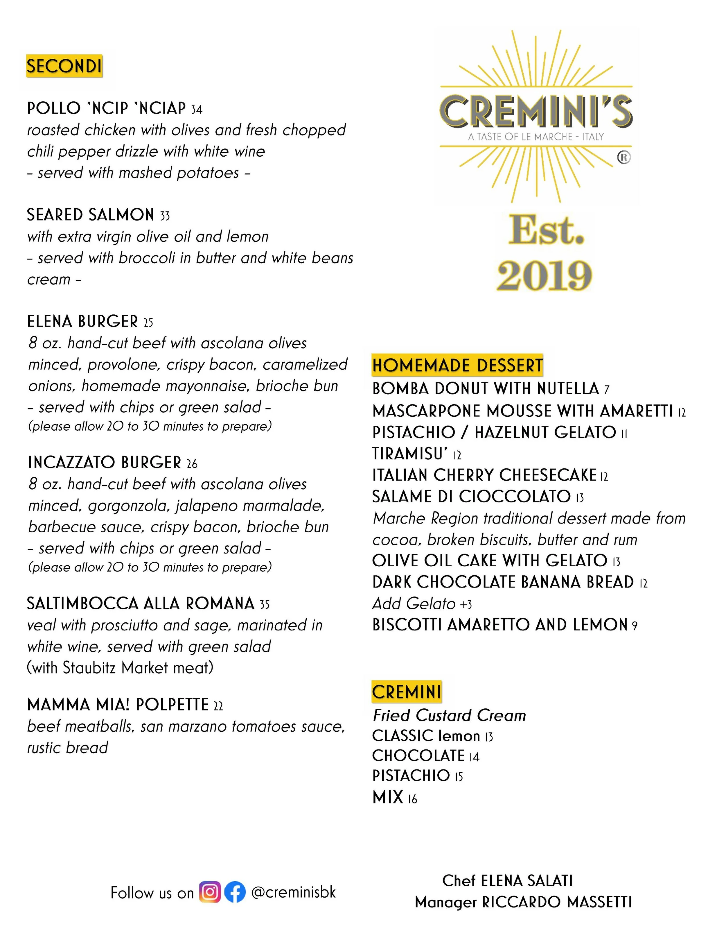 Cremini's — Olive all'ascolana, our menu at cremini's is always new ...