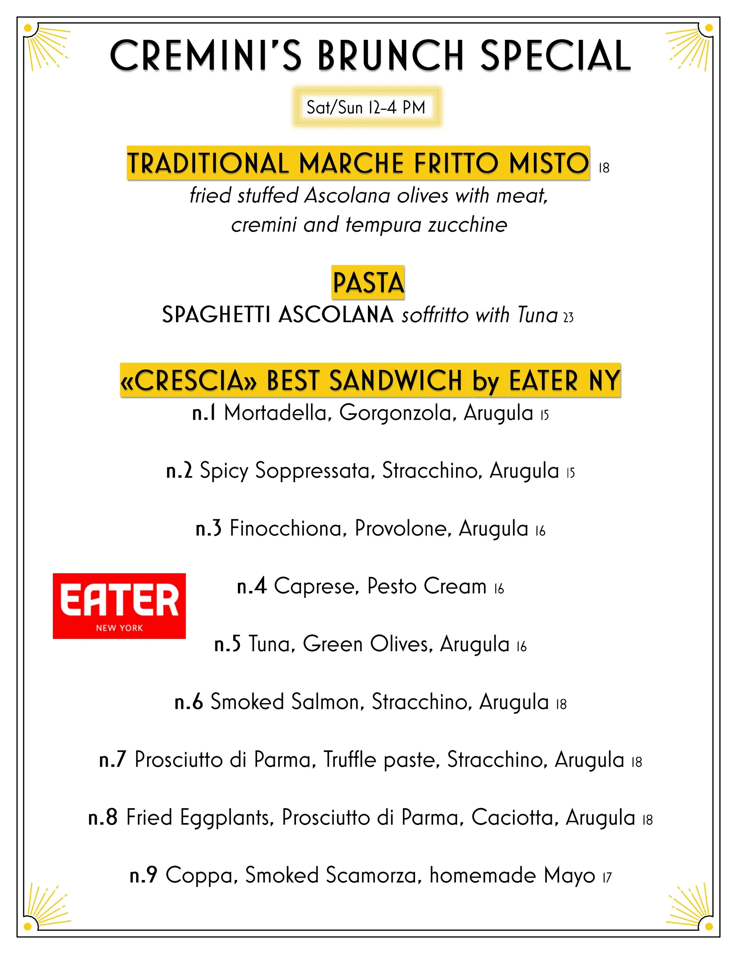 Cremini's — Olive all'ascolana, our menu at cremini's is always new ...