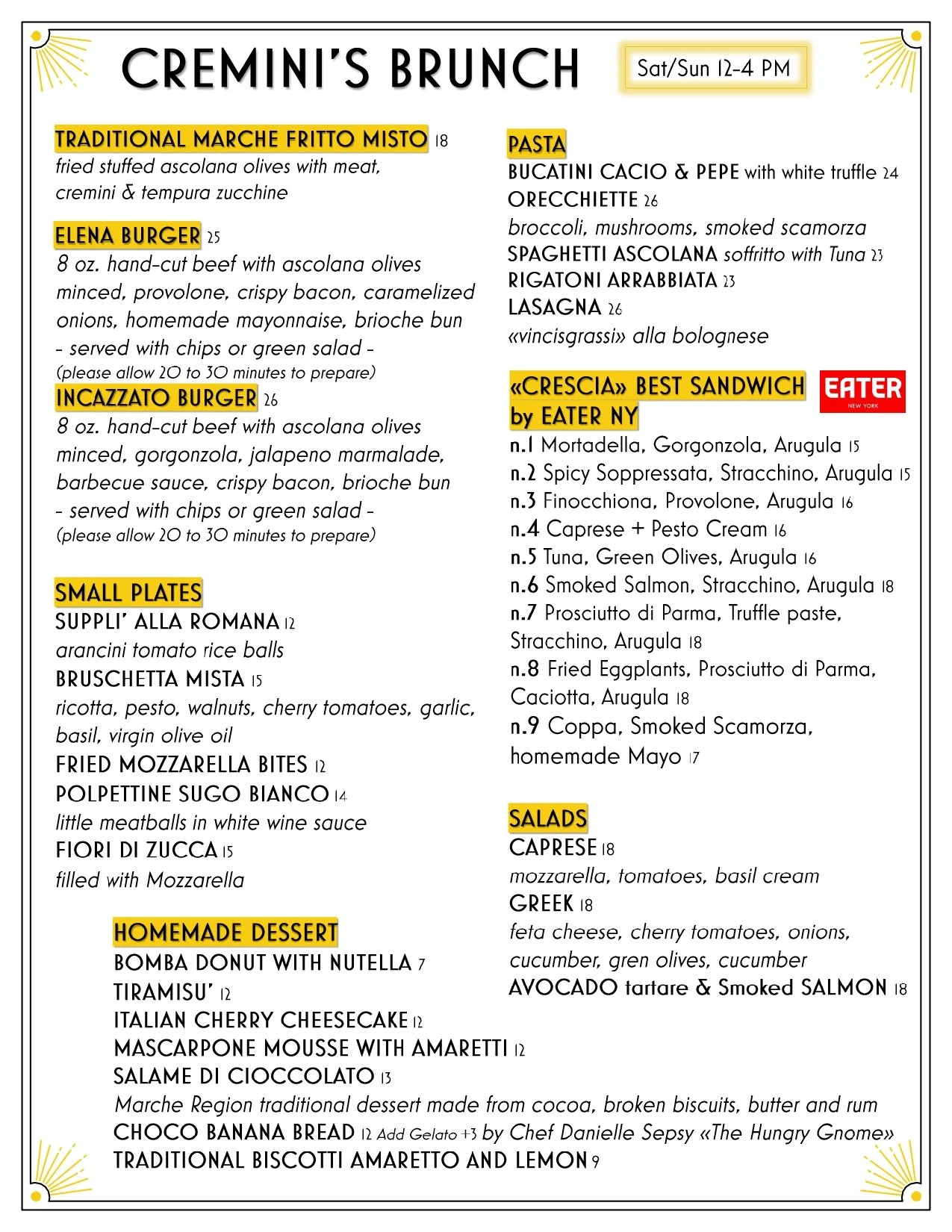 Cremini's — Olive all'ascolana, our menu at cremini's is always new ...