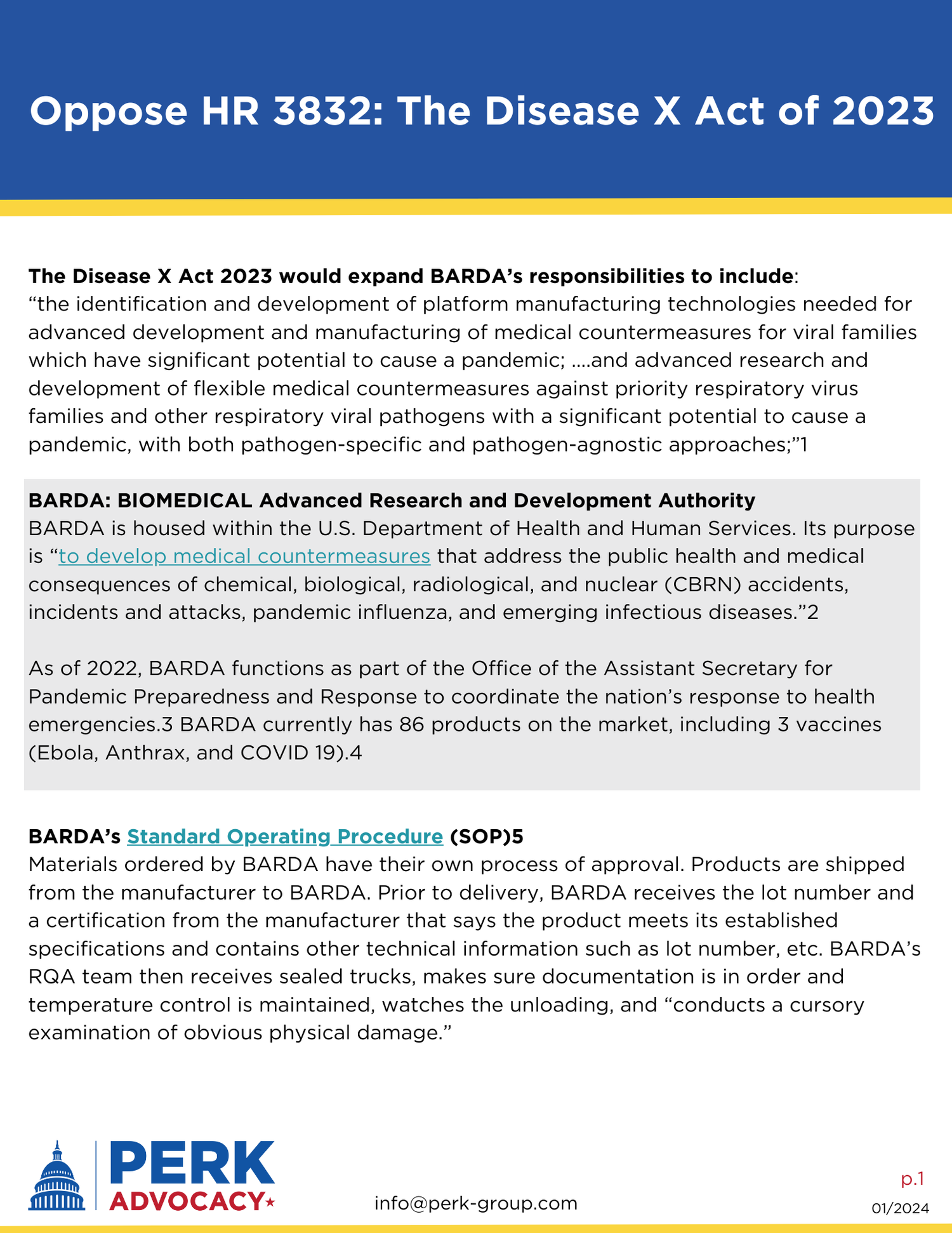 H.R. 3832- The Disease X Act of 2023 — PERK