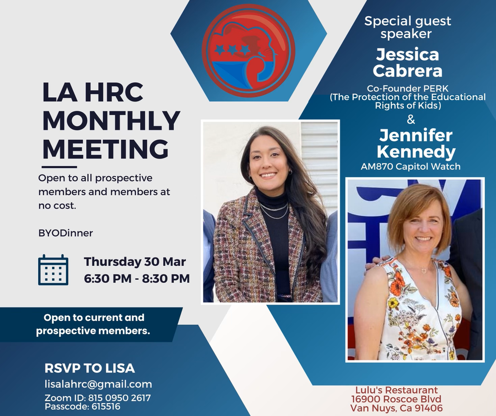 LA HRC with Special guest speaker Jessica Cabrera Thursday 30th. — PERK