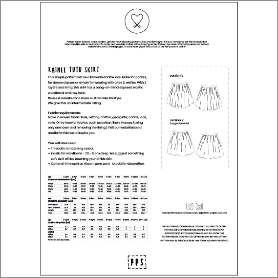 Rainee Skirt - Paper Pattern — Pattern Paper Scissors