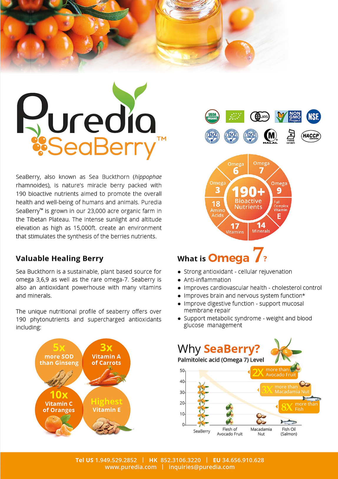 Organic, ID Tested Sea Buckthorn Fruit (Pulp) Oil — Puredia