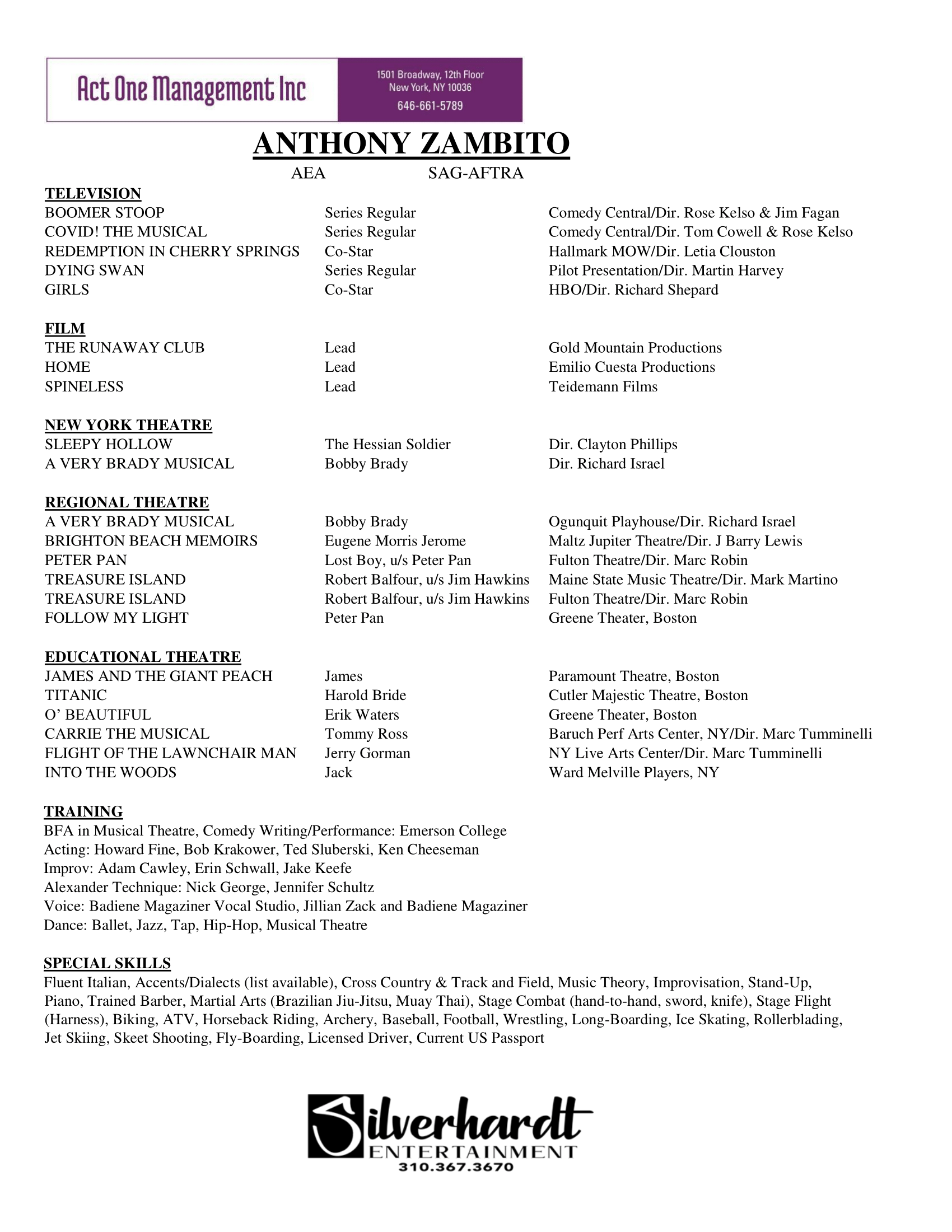 RESUME — Anthony Zambito