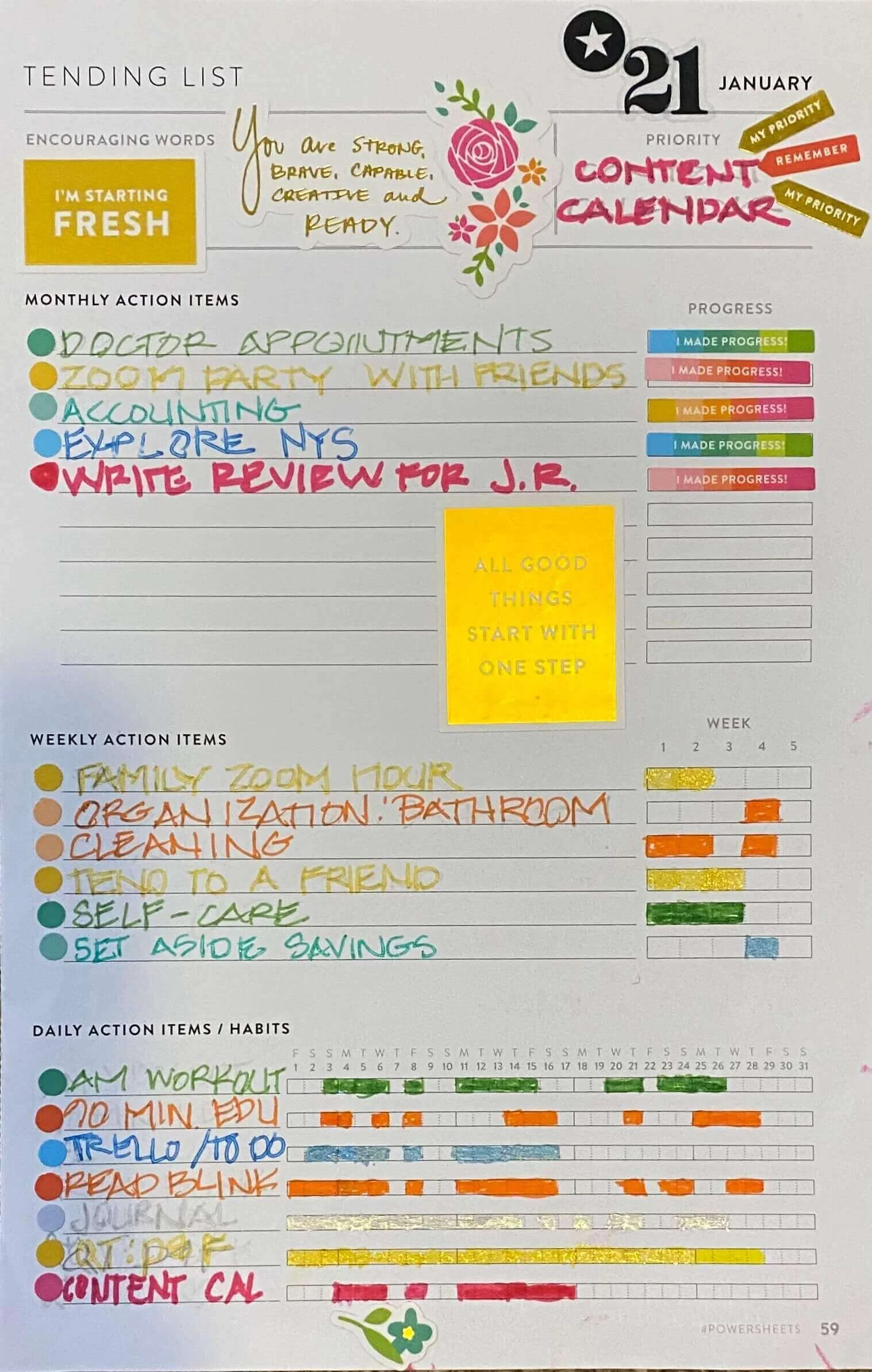 My 2021 Vision Board Example and January Goals Update