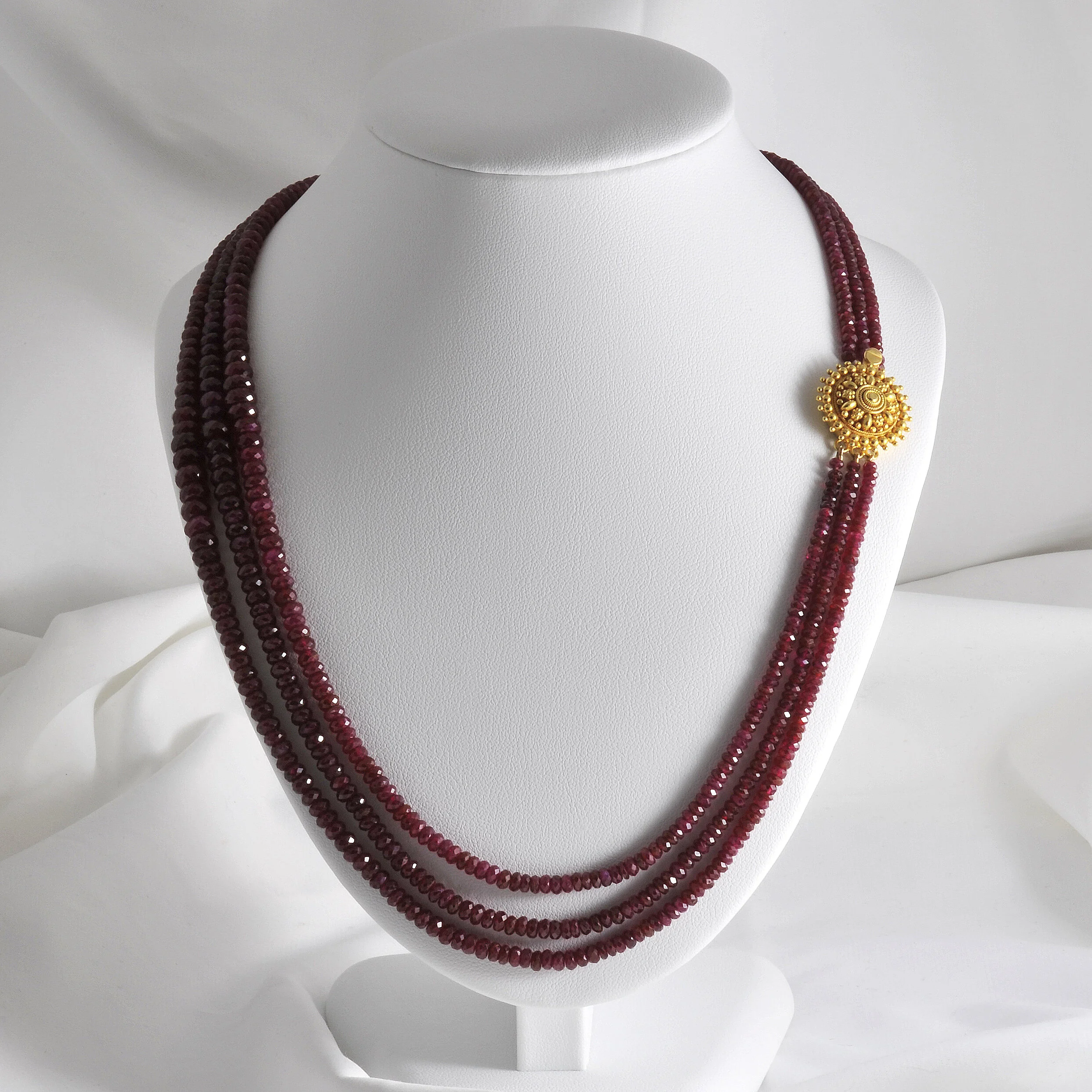 Ruby 3 Strand necklace — ROX Gems & Jewellery