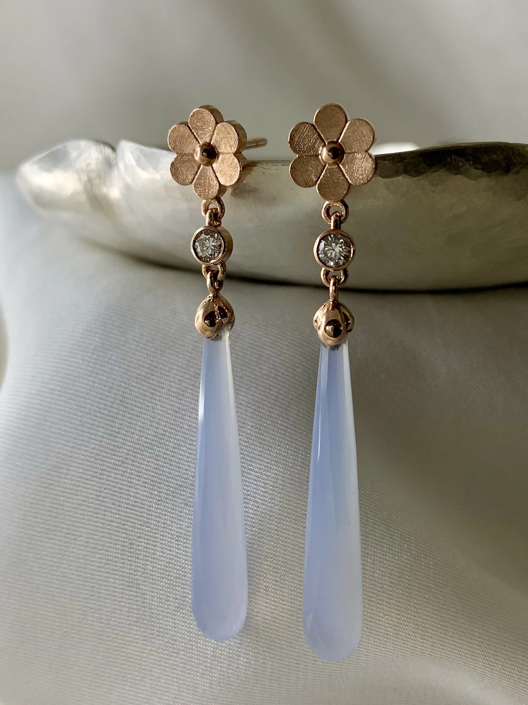 blossom chalcedony earrings pastel purple jewel — ROX Gems & Jewellery