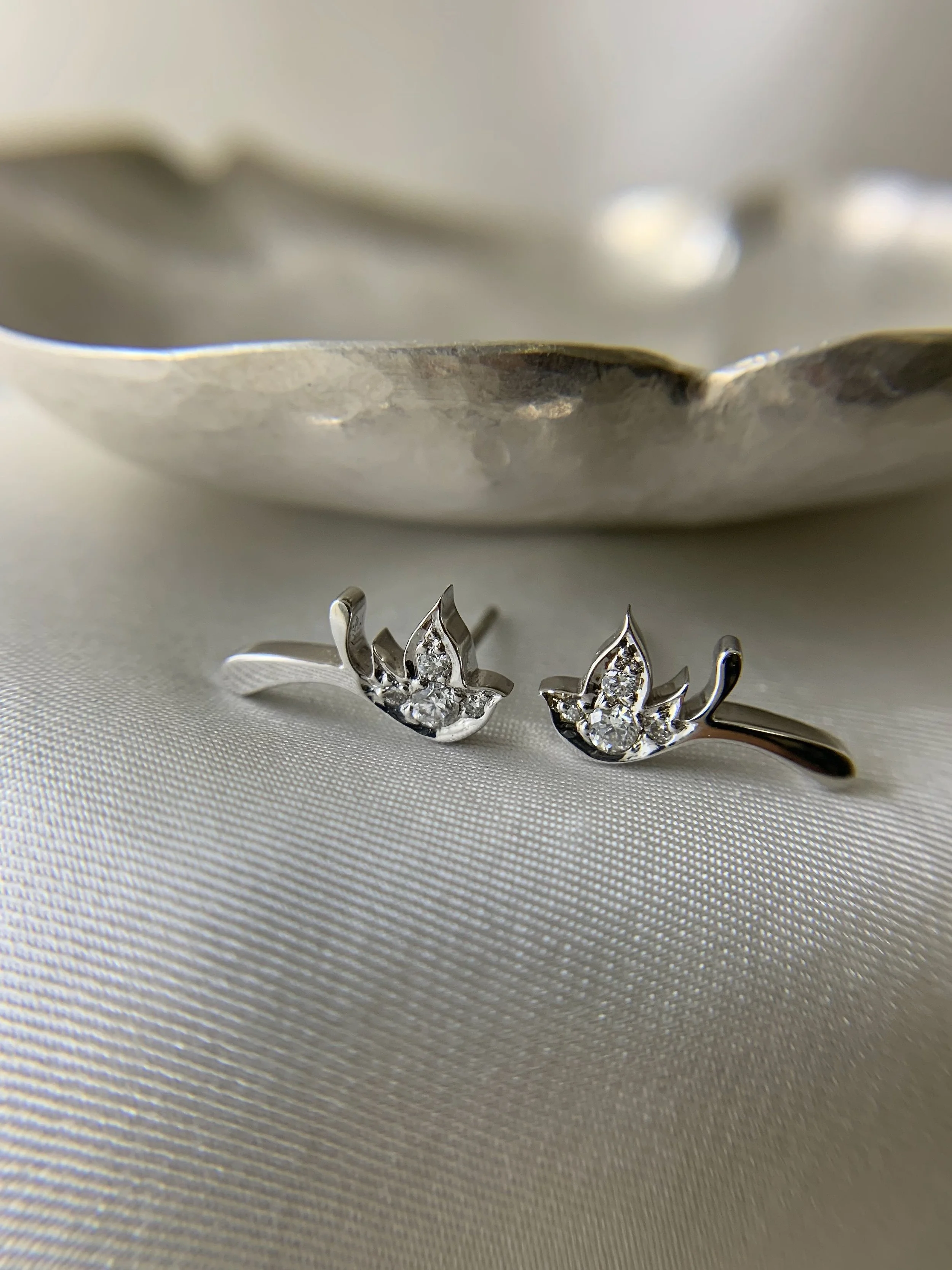 Double Lotus Diamond Earrings — ROX Gems & Jewellery