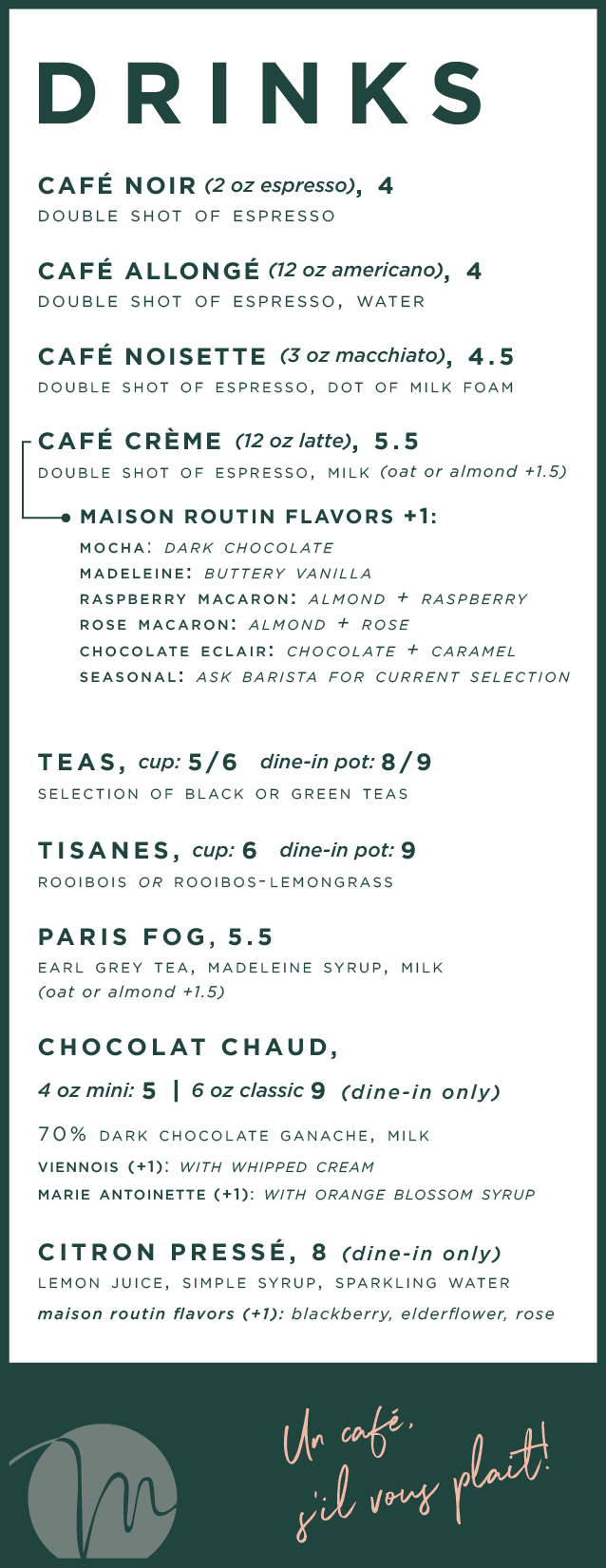 Menu PDF — Patisserie Melanie
