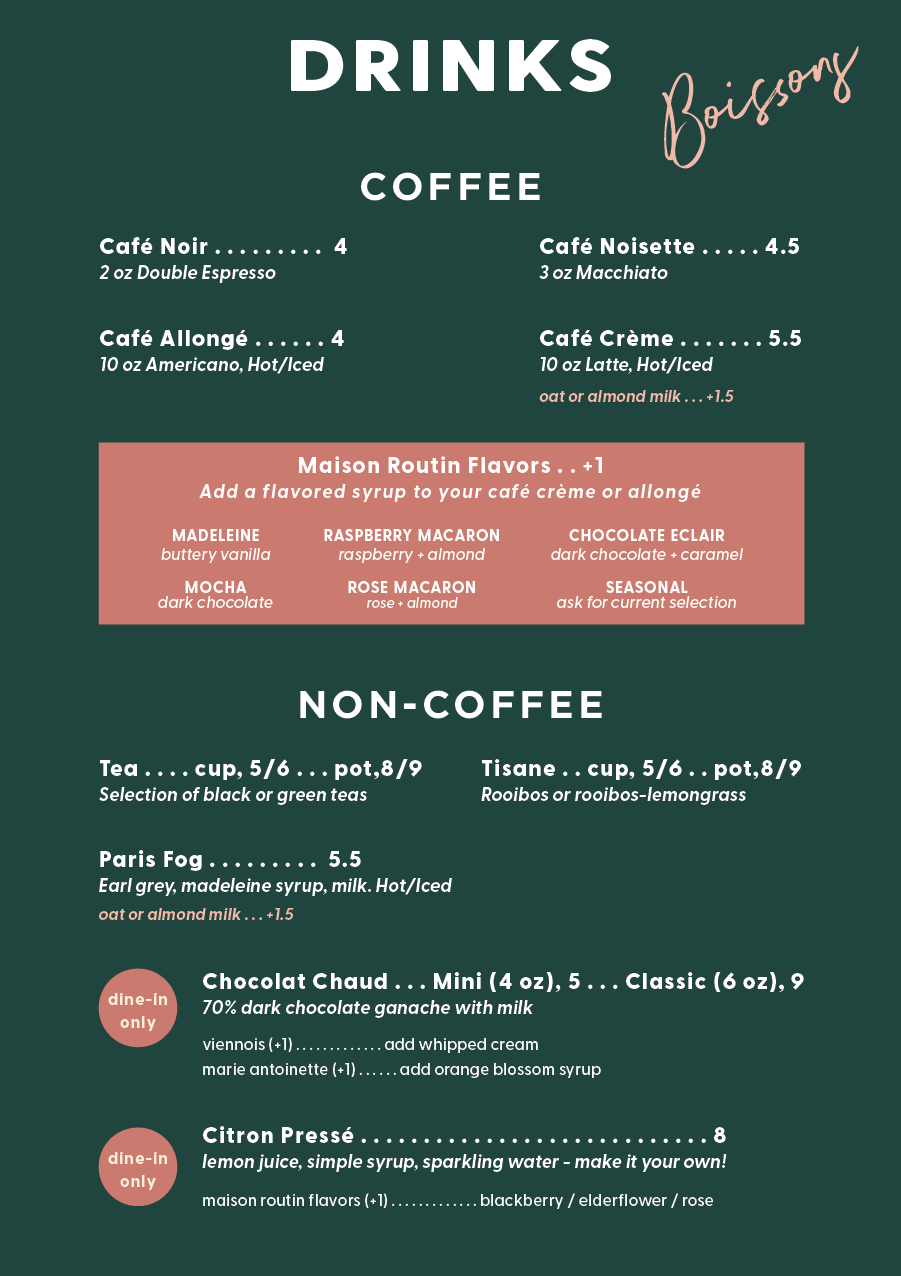 Menu PDF — Patisserie Melanie