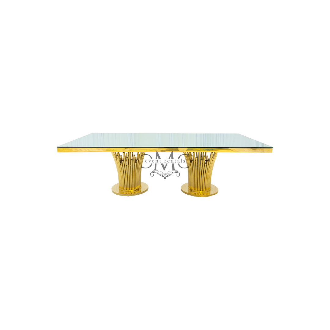 4x8 Double Base Gold Bamboo Table — CMC Event Rentals Inc. | Los ...