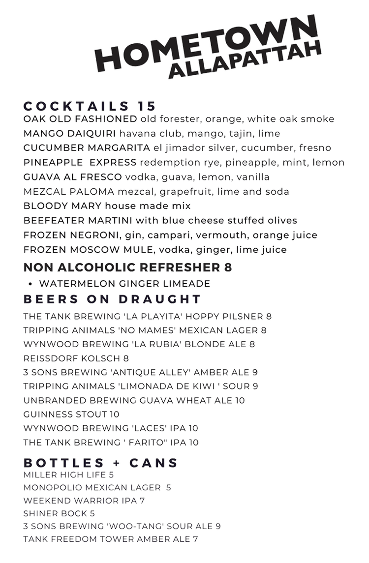 Menu — Hometown BBQ Miami