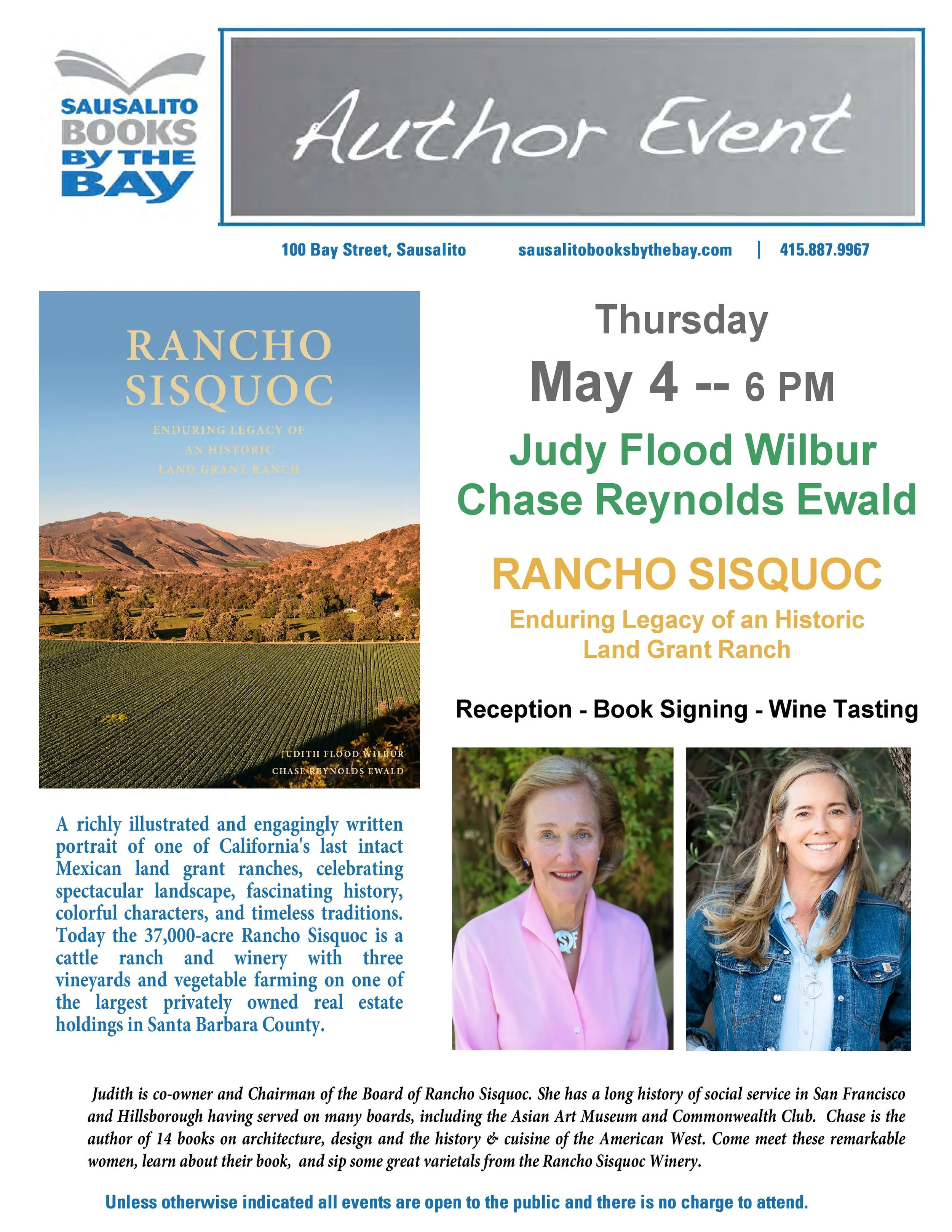 Author Event with Judy Flood Wilbur & Chase Reynolds Ewald and a Book ...