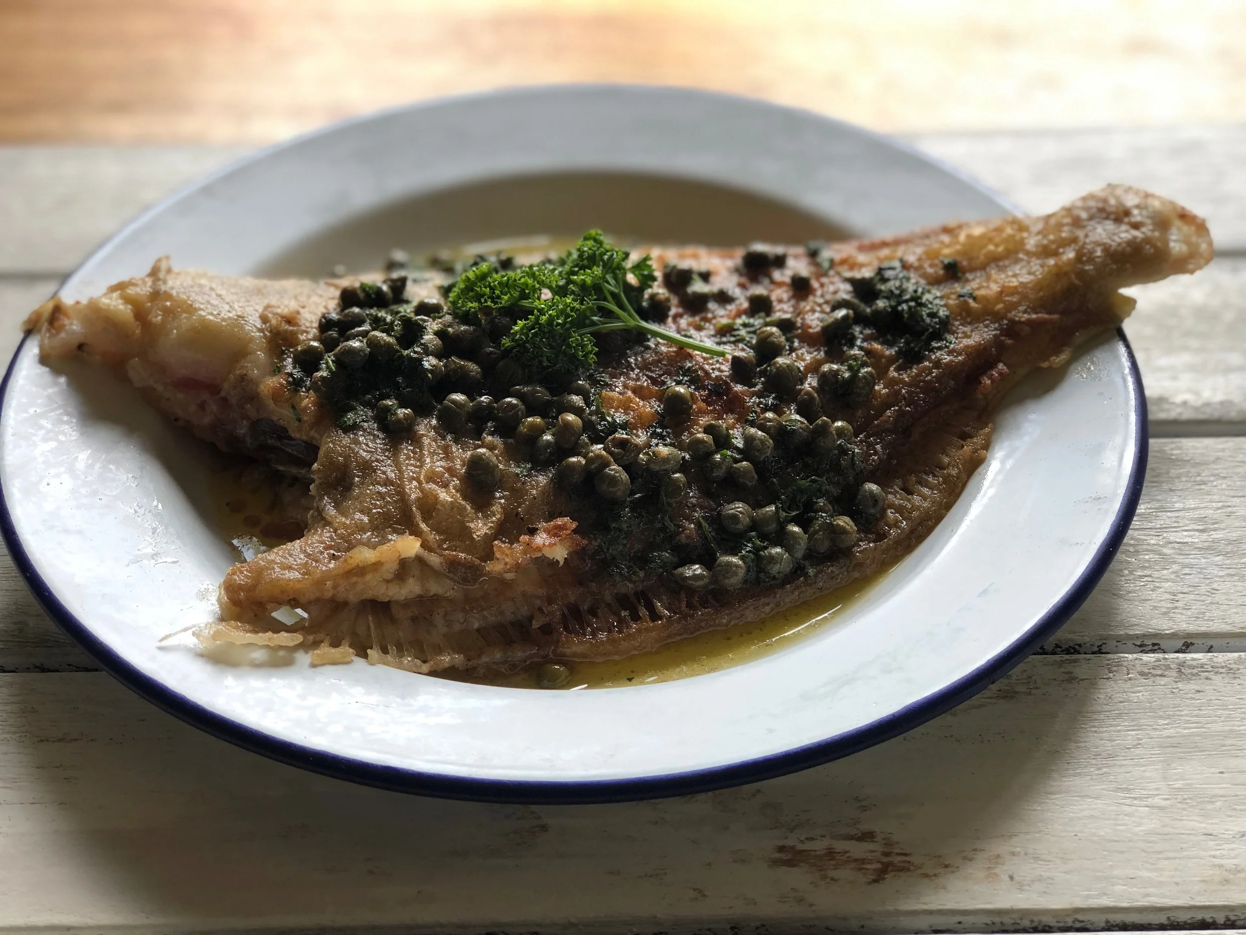 Megrim on the bone with capers and parsley — A Passion for Seafood