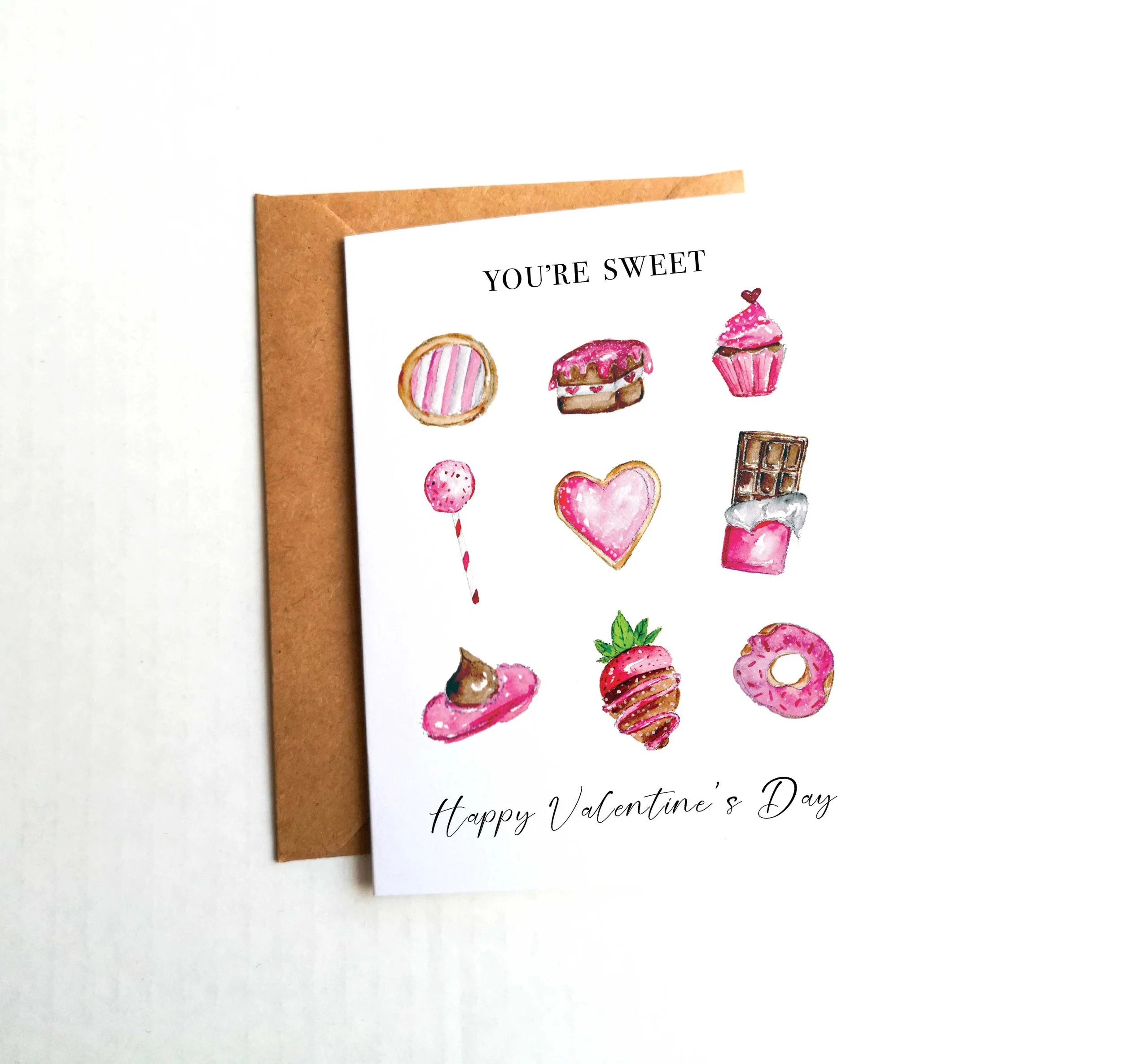 You're Sweet Watercolour Valentine Desserts Valentine's Day Card ...