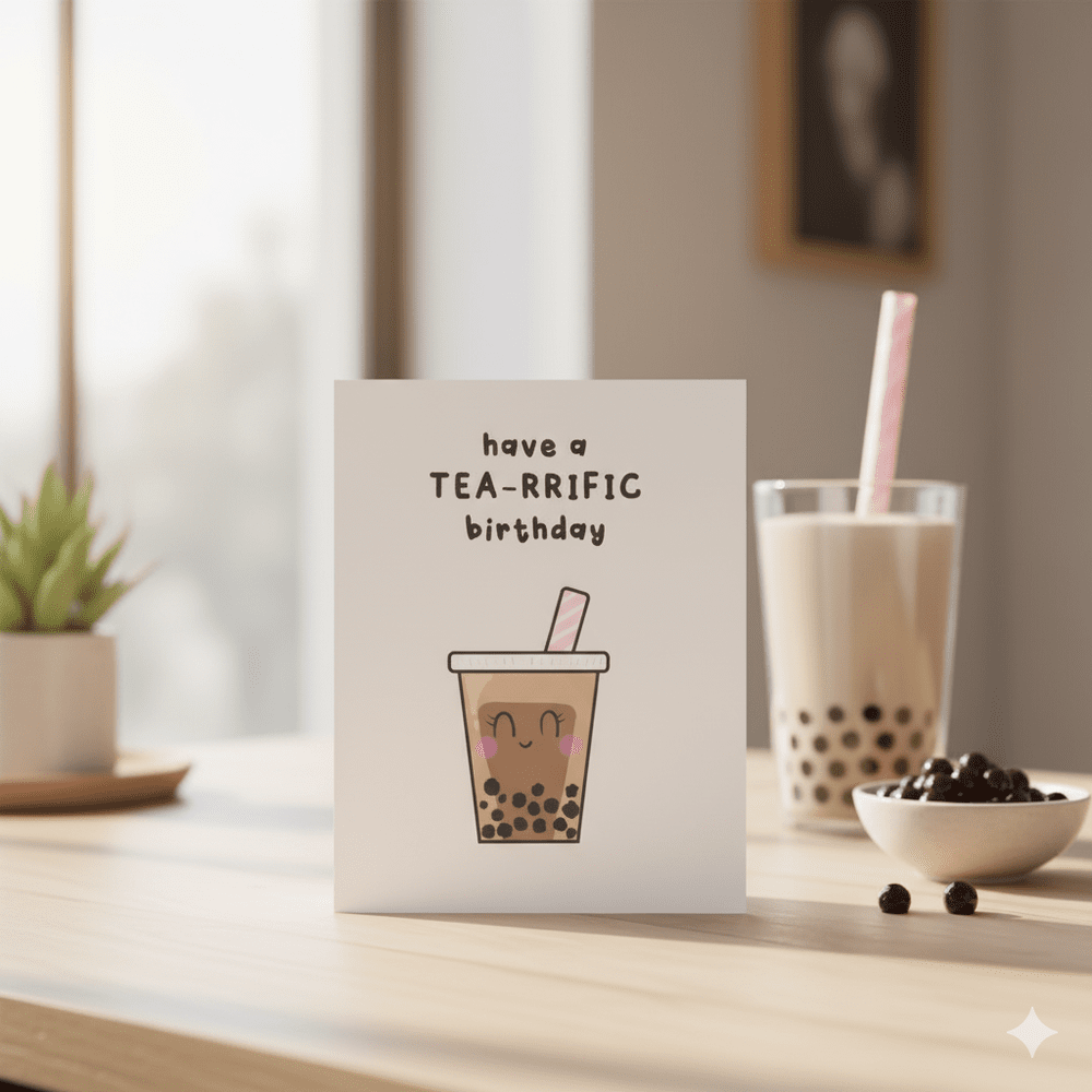 Happy Birthday to my Best Tea Purple Boba Bubble Tea Birthday Card ...