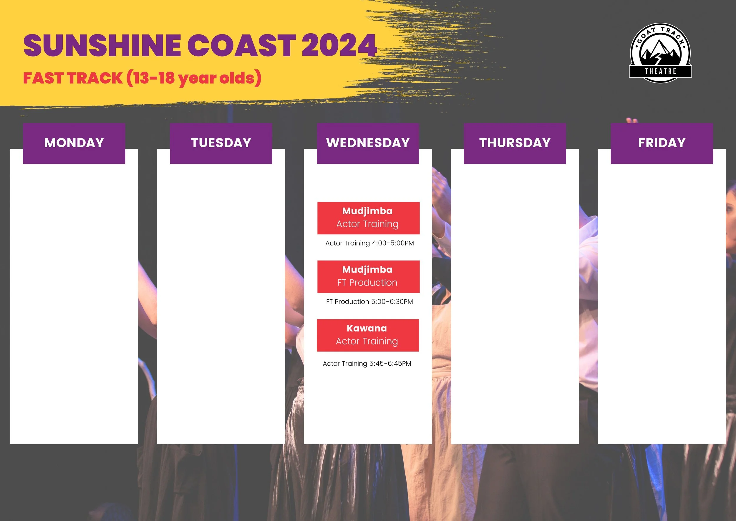 Timetable — Goat Track Theatre