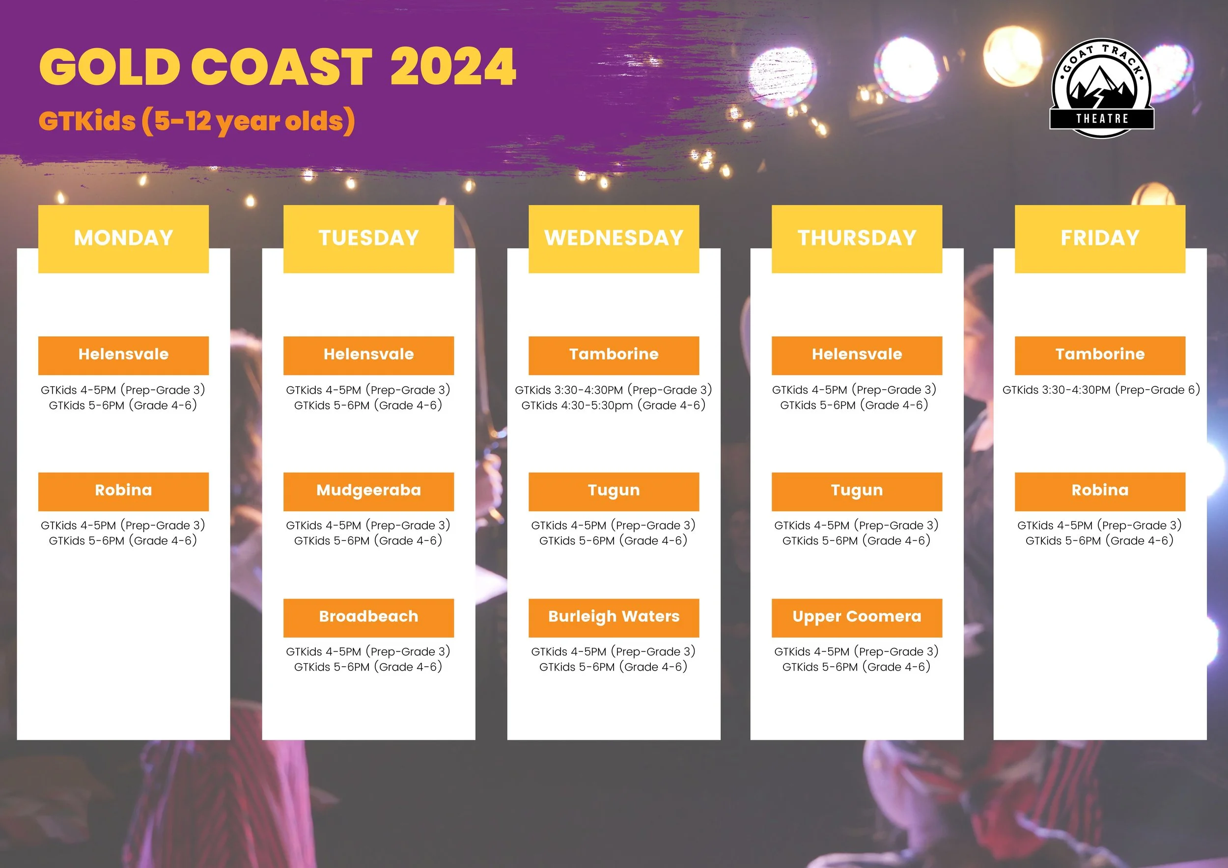 Timetable — Goat Track Theatre