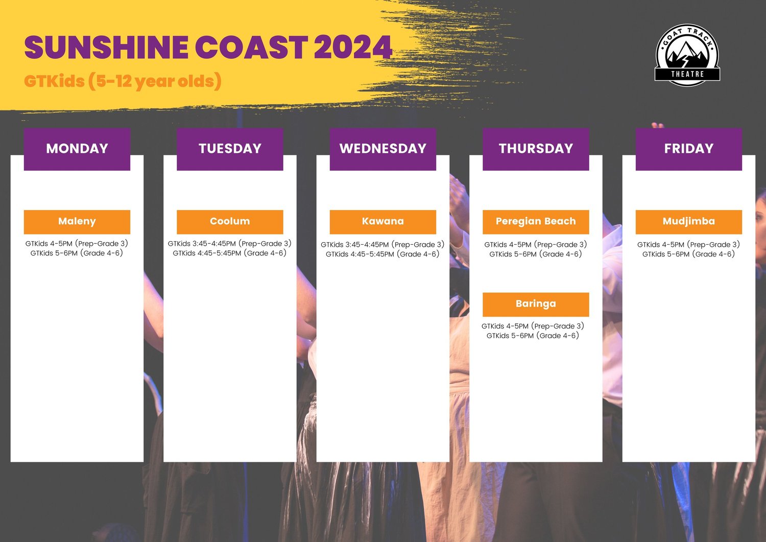 Timetable — Goat Track Theatre