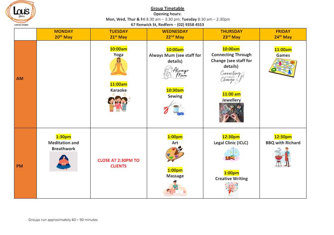 Activities — Lou's Place