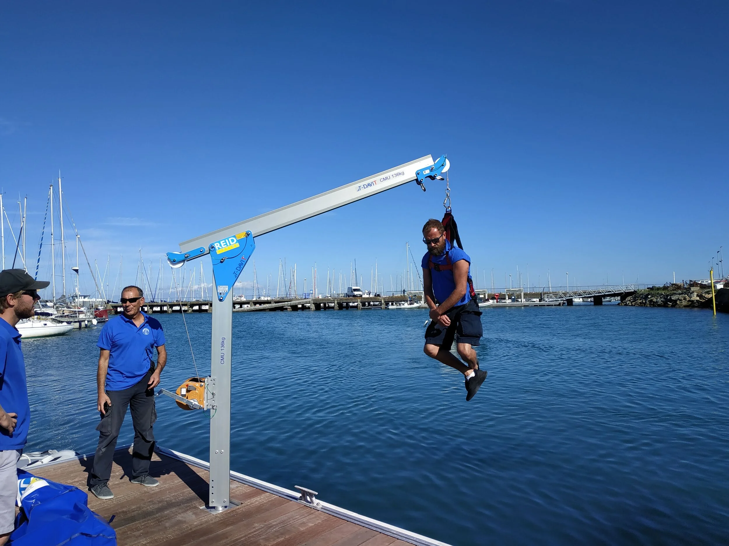 Portable aluminum davit designed for personnel lifting, rope access and ...