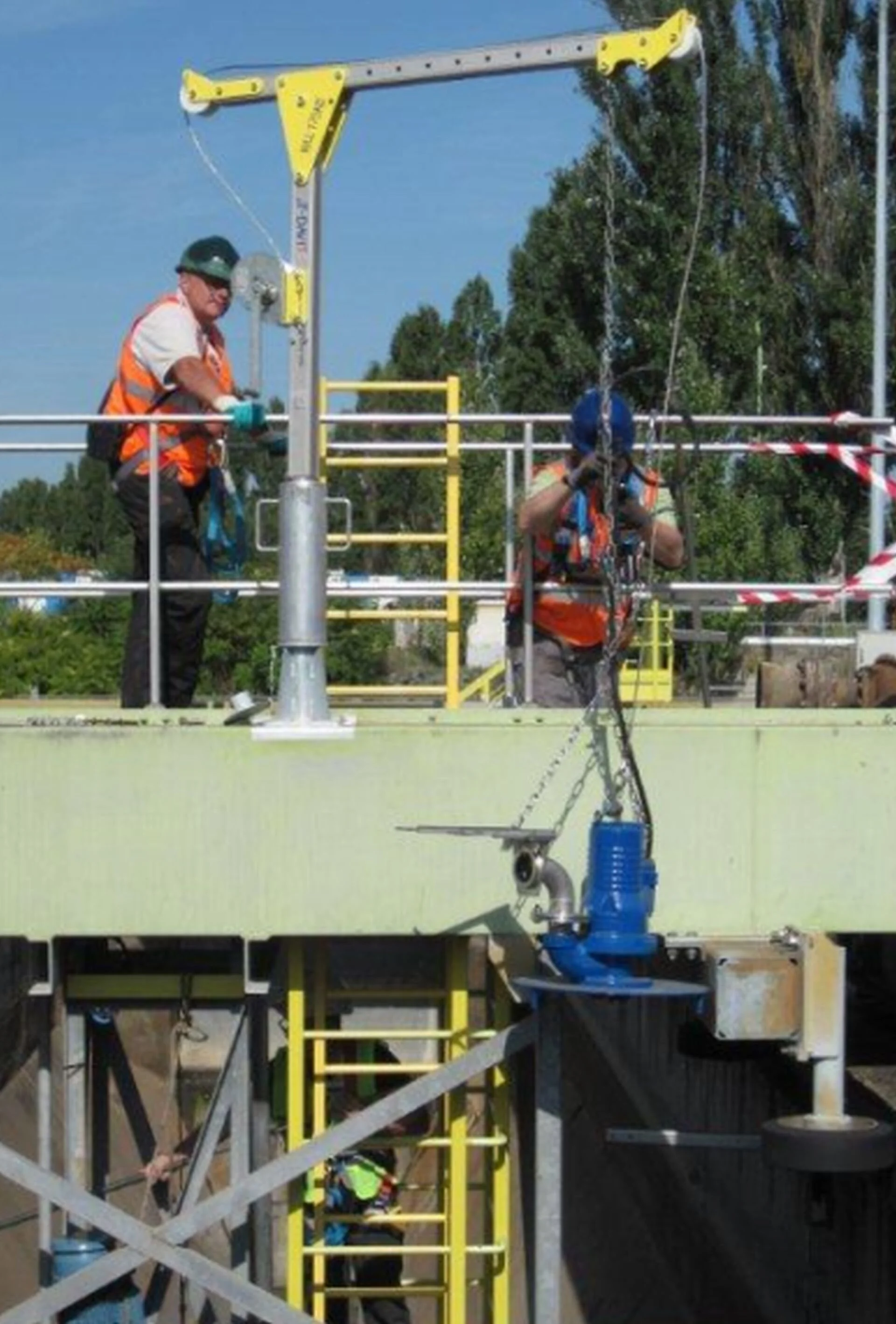 Portable aluminum davit designed for personnel lifting, rope access and ...