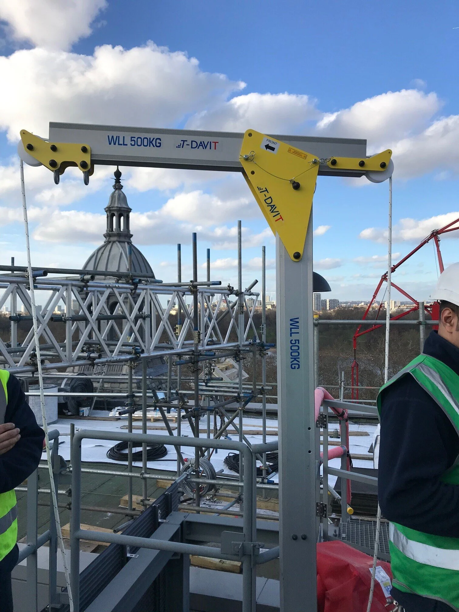 Portable aluminum davit designed for personnel lifting, rope access and ...