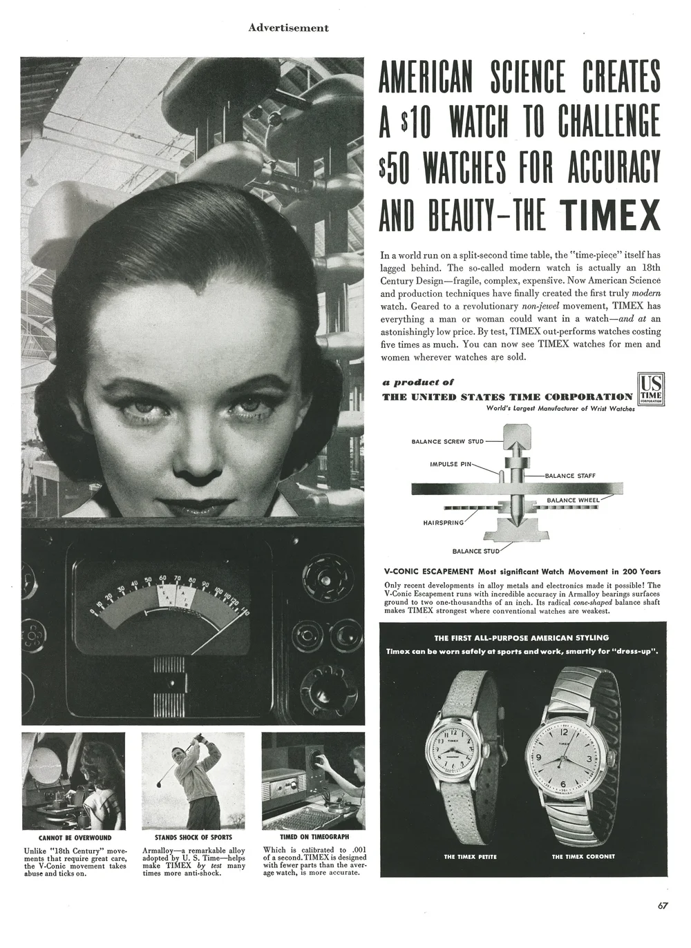 Timex 1952 Catalog and Ad Reference — Heritage 1854