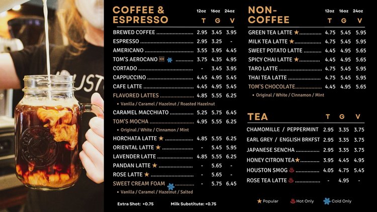 Menu — TOM N TOMS COFFEE Bellaire