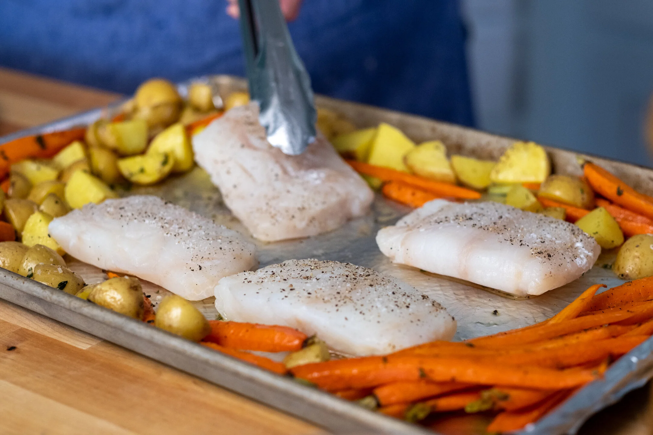 Baked Atlantic Cod with Spring Potatoes and Carrots — Iceland Catch