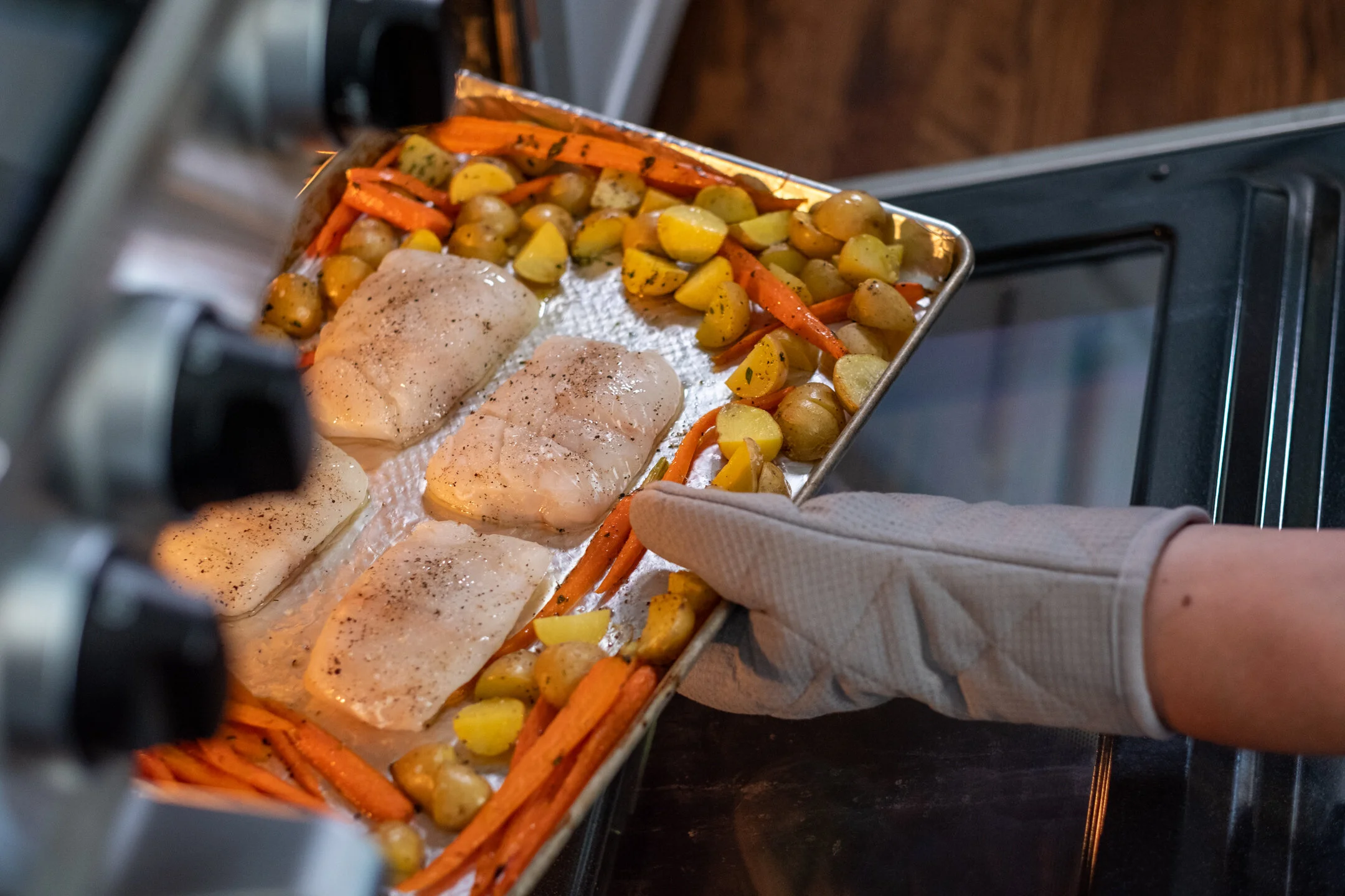 Baked Atlantic Cod with Spring Potatoes and Carrots — Iceland Catch