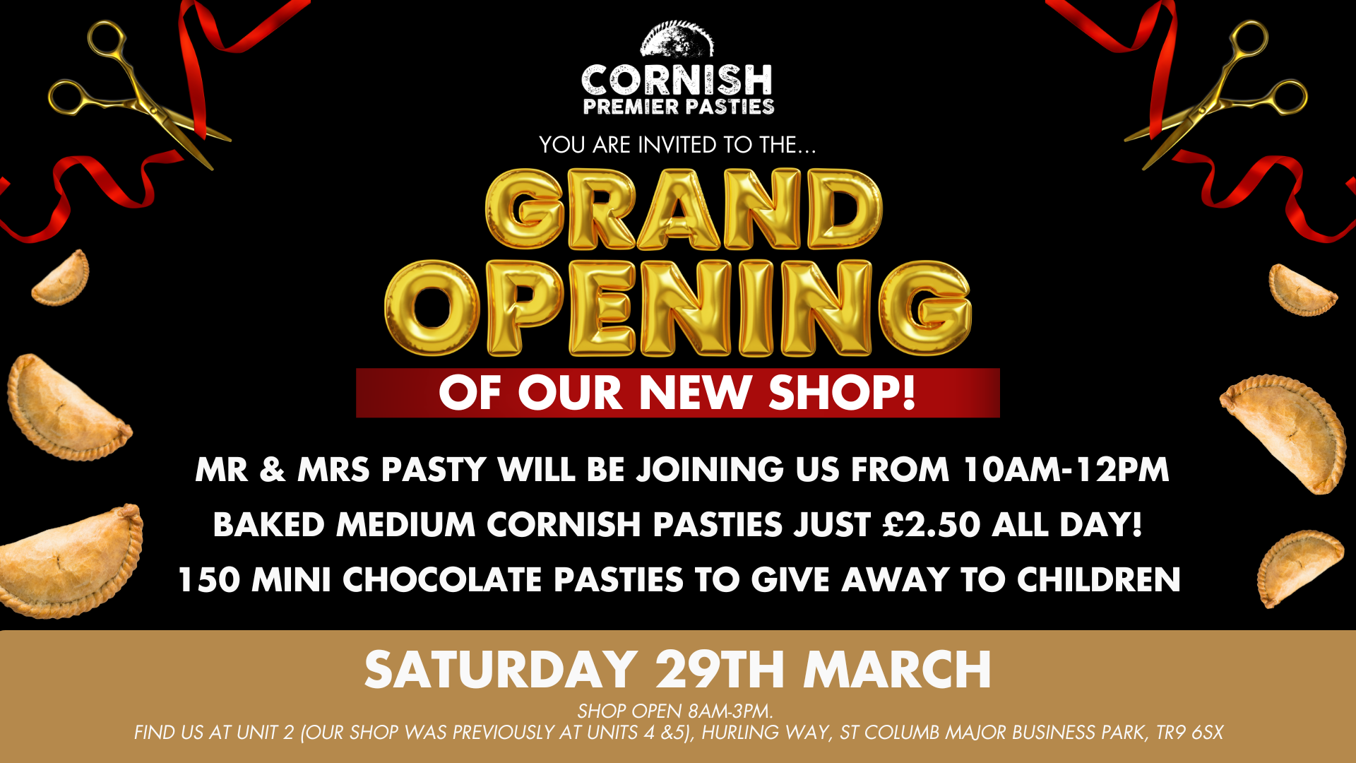 Official Grand Opening Event for our new CPP Shop! — Cornish Premier Pasties