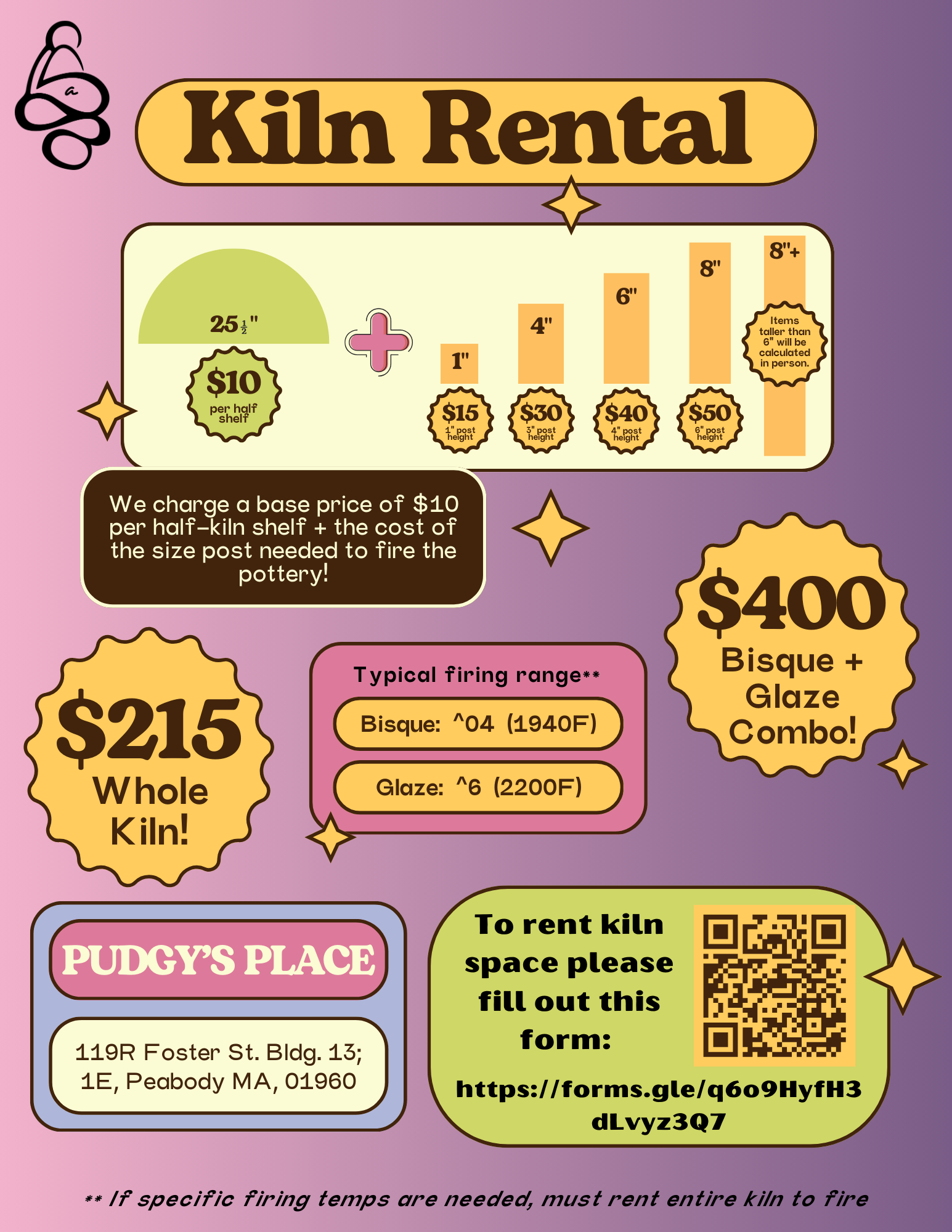 Pudgy Productions - Kiln Rental