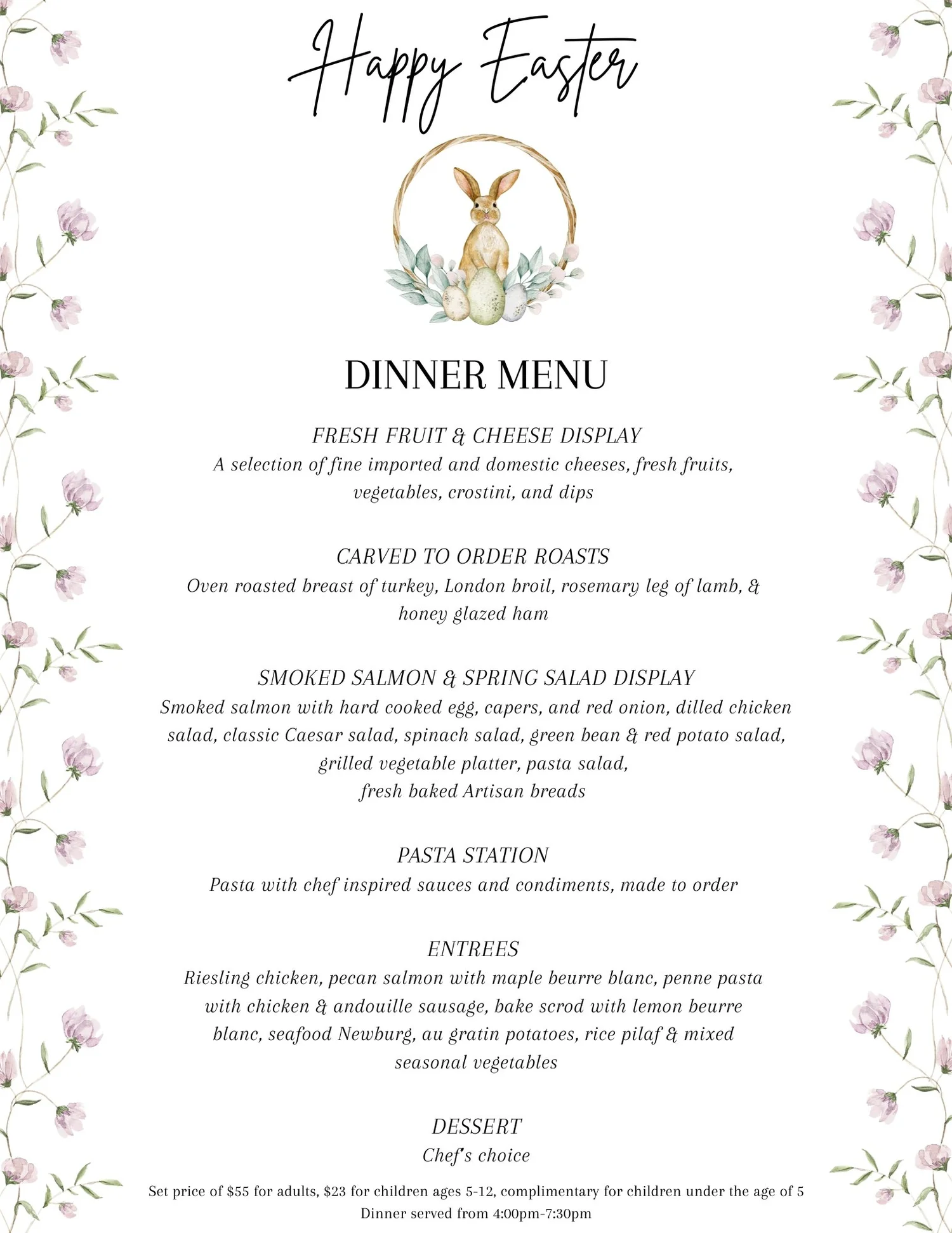 Easter Dinner — The Sherwood Inn