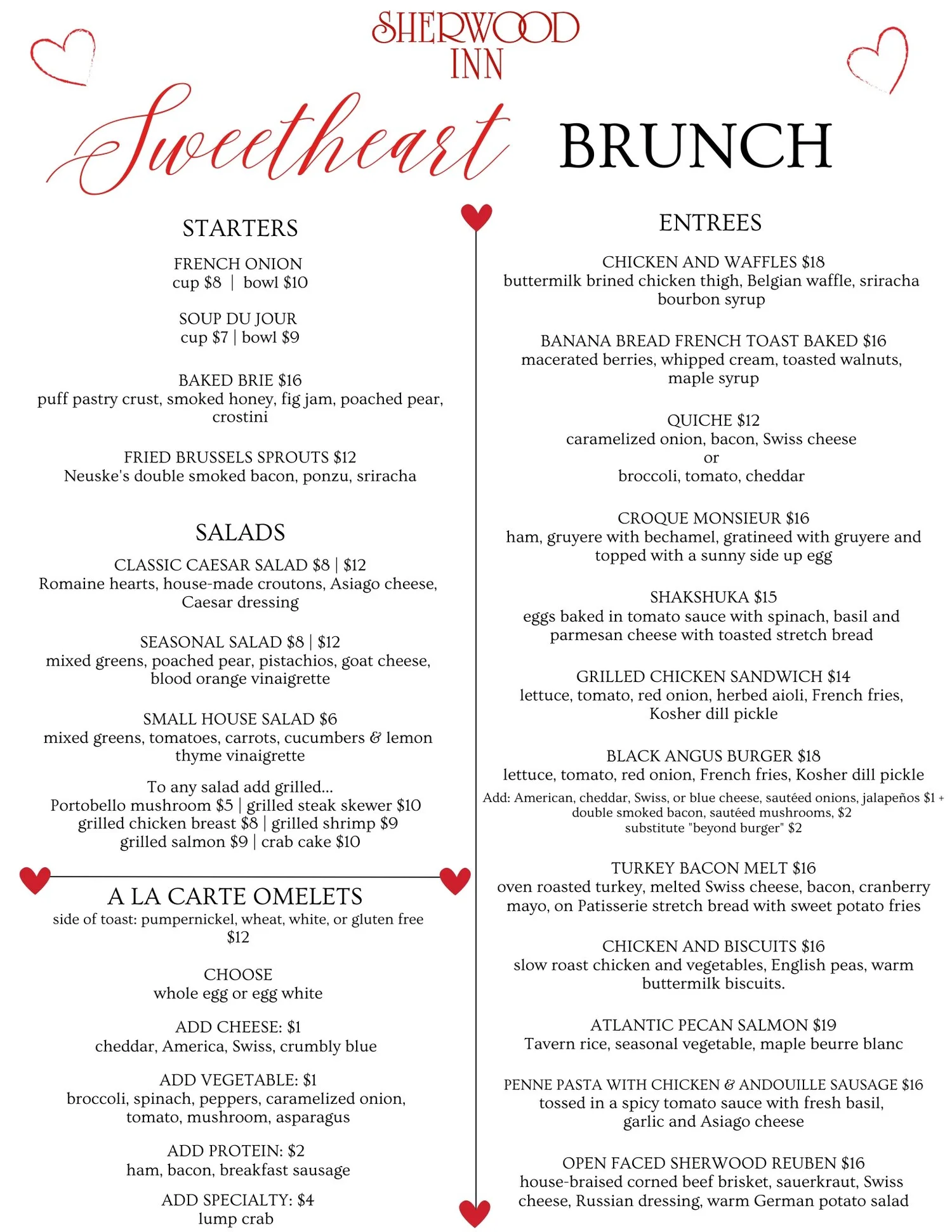 Sweetheart Brunch — The Sherwood Inn