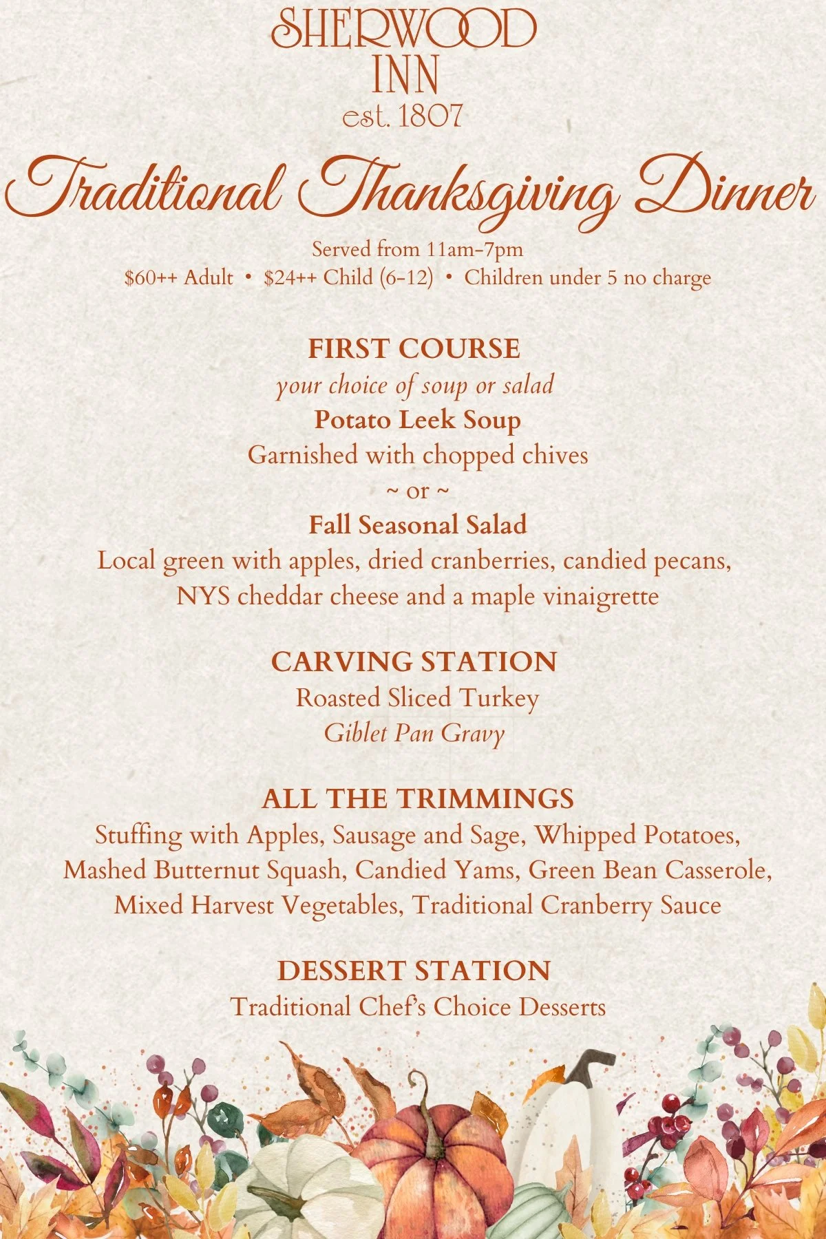 Traditional Thanksgiving Dinner — The Sherwood Inn