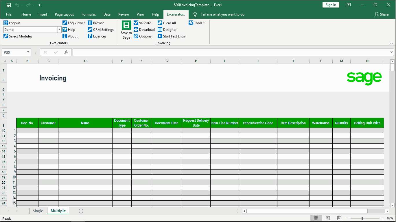 Sage 200 Invoicing, All From Excel — Codis
