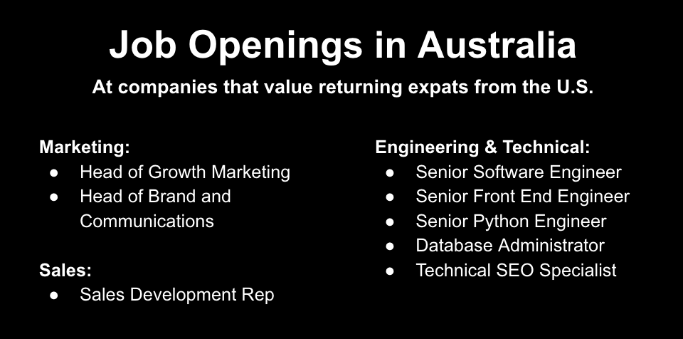Job Openings in Australia for Returning Expats — Aussie Recruit