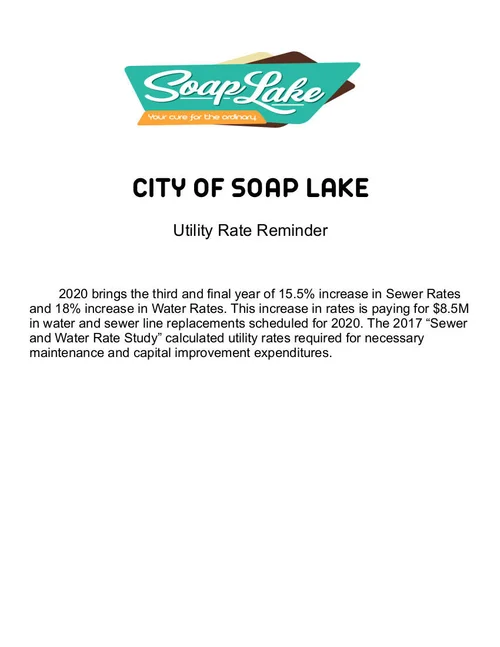 Sewer and Water Utility Rate Increase Reminder — City of Soap Lake