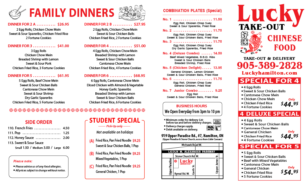 Chinese Food Take Out Menu