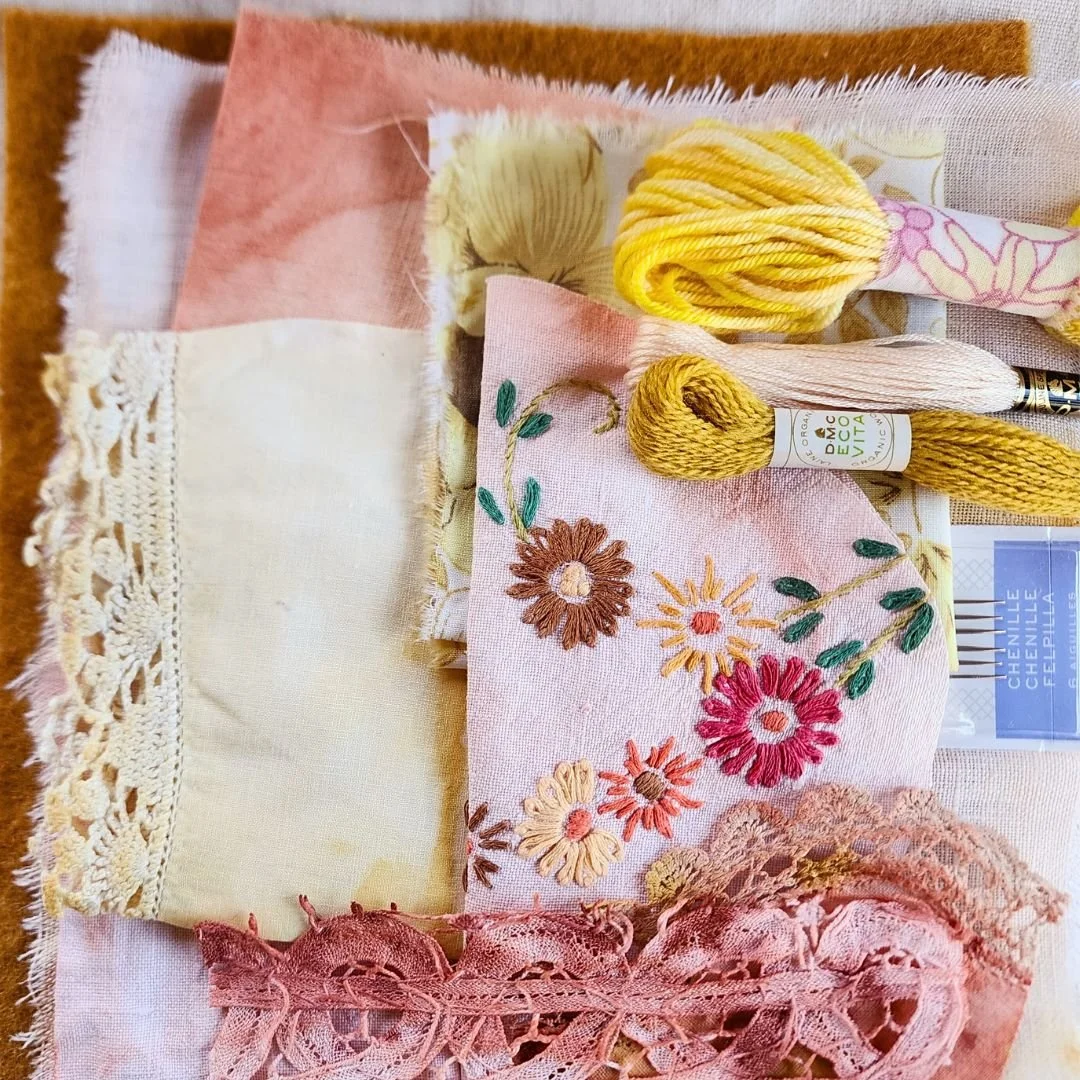 Slow Stitch Kits with Hand Dyed & Hand Painted Supplies by Fleur Woods ...