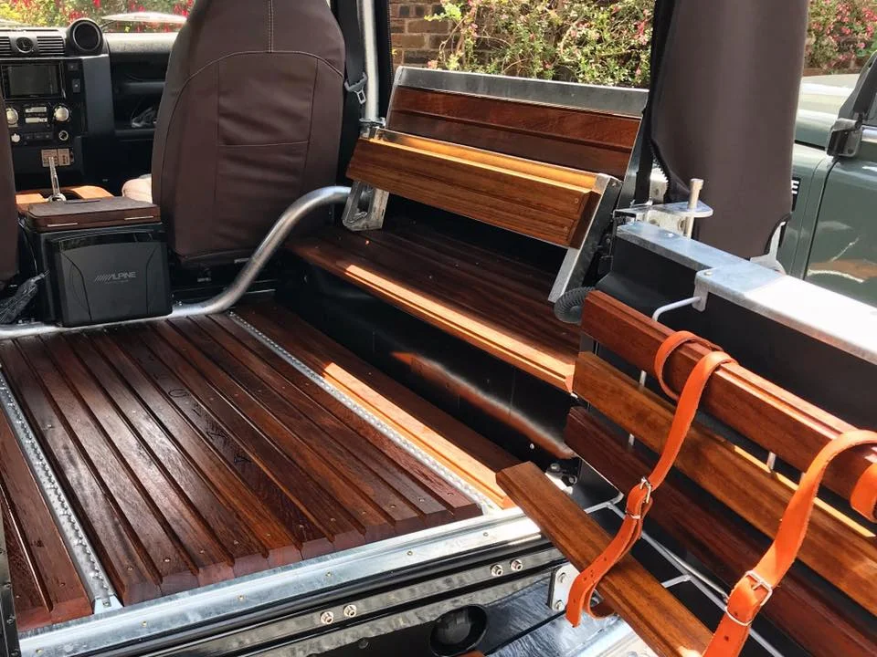 Land Rover Defender teak, oak, walnut or wenge rear load decks. The ...