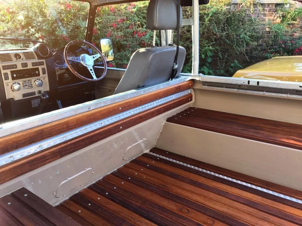 Land Rover Defender teak, oak, walnut or wenge rear load decks. The ...