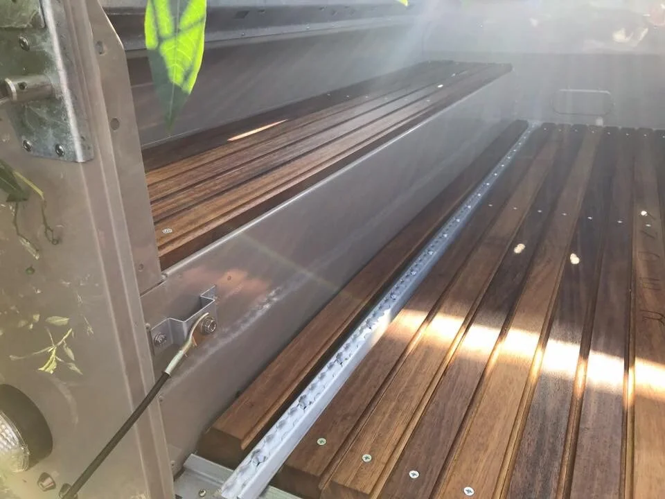 Land Rover Defender teak, oak, walnut or wenge rear load decks. The ...